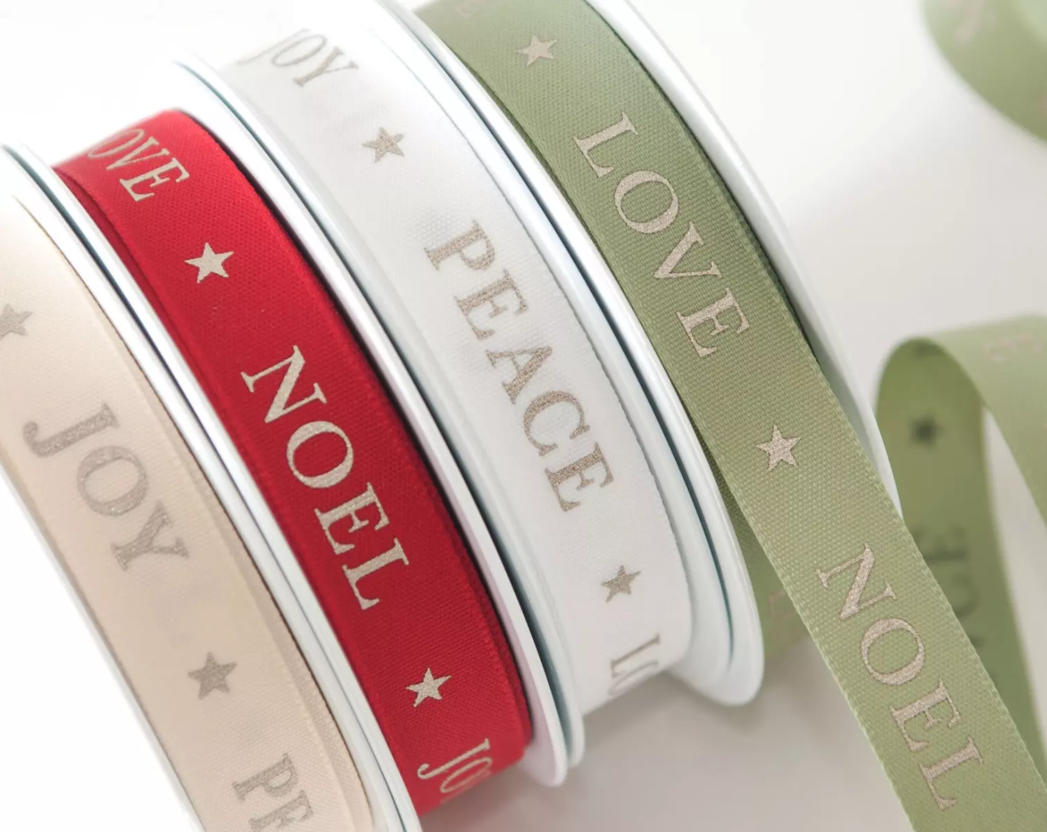 Christmas Greetings Ribbon 15mm - Green