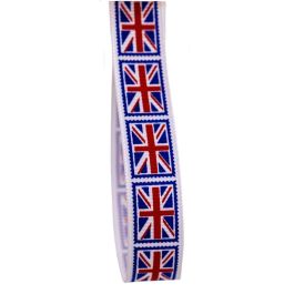 16mm Grosgrain Ribbon With Union Jack Print