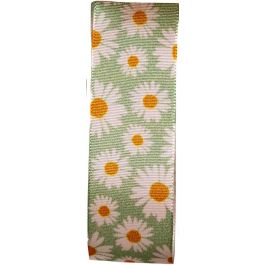 Green Daisy Ribbon 25mm