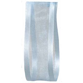Budget Satin Edged Sheer Ribbon Pale Blue- 25mm x 25m