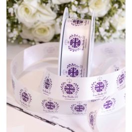 25mm White Coronation Themed Ribbon